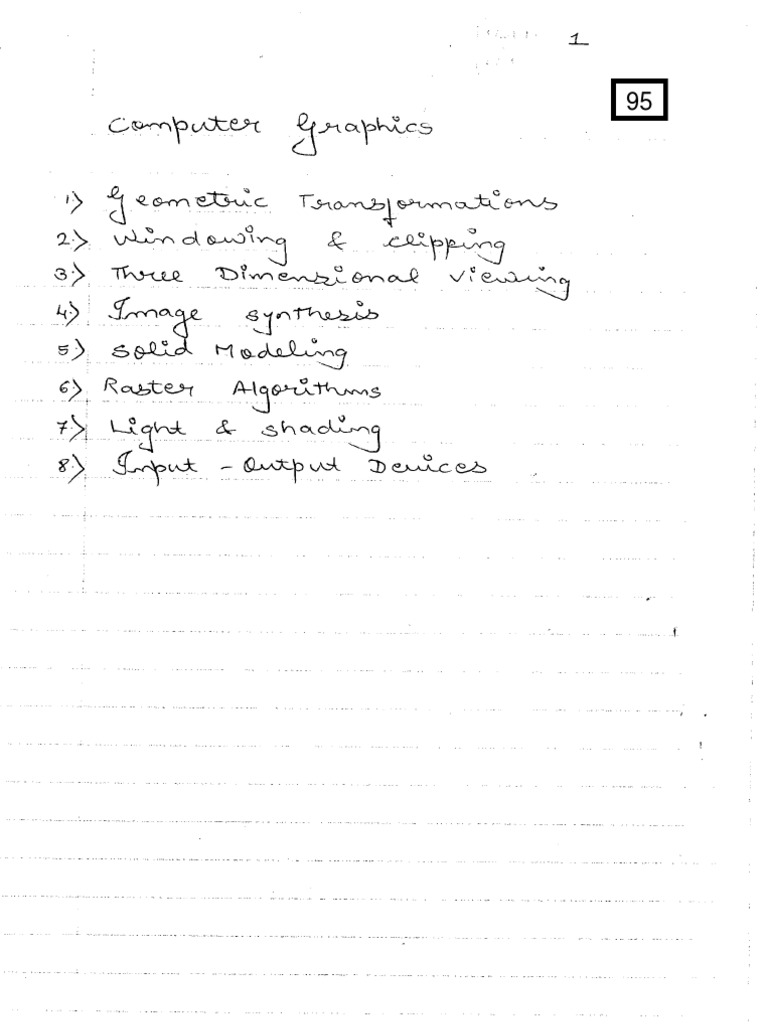 computer graphics notes | Hardware | Computing And Information Technology