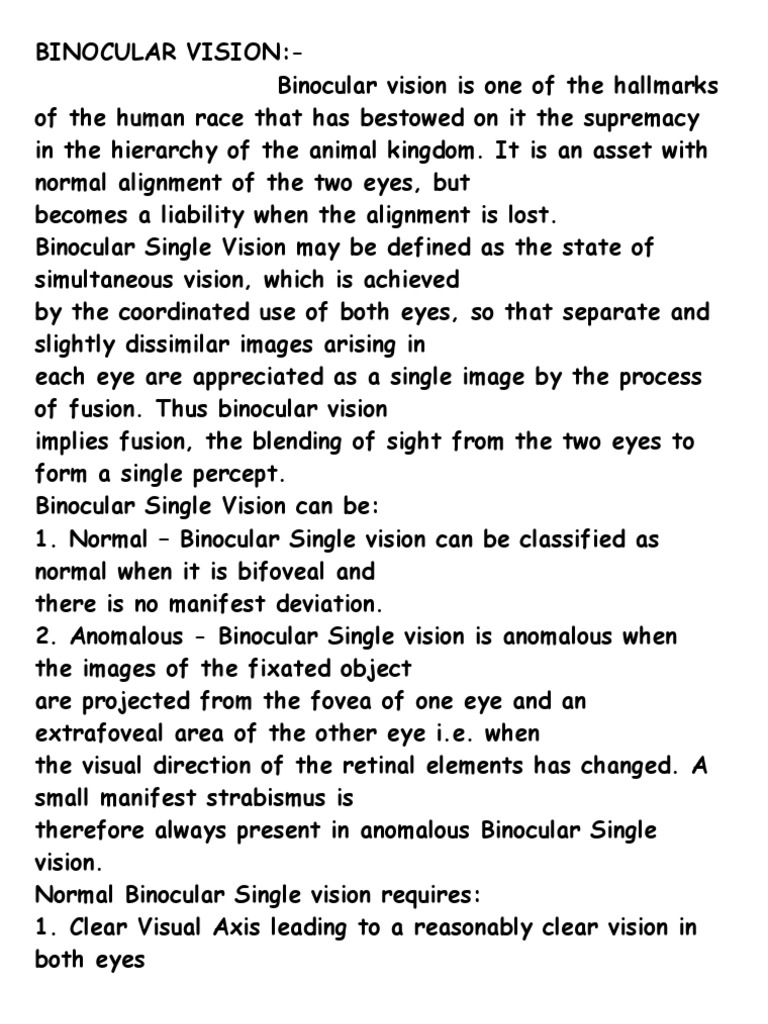 Binocular Vision | PDF | Visual Perception | Stereoscopy