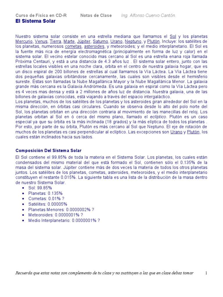 Introducción al Sistema Solar y sus Planetas | PDF | Sistema solar ...