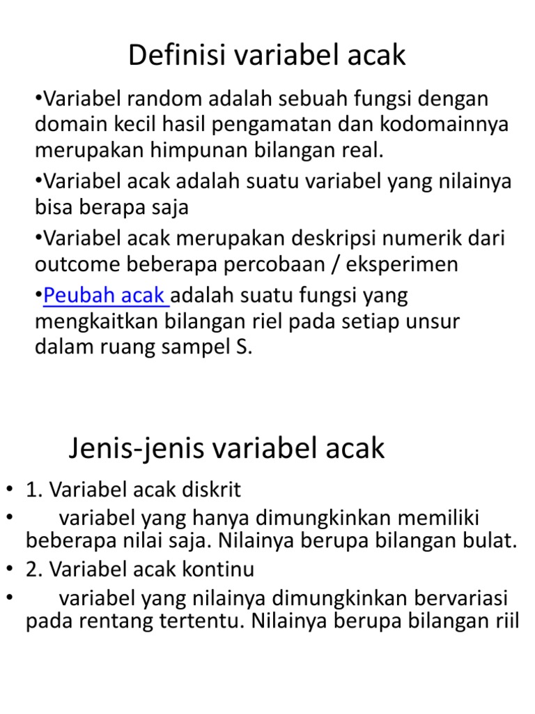 Definisi Variabel Acak | PDF | Fiksi Umum
