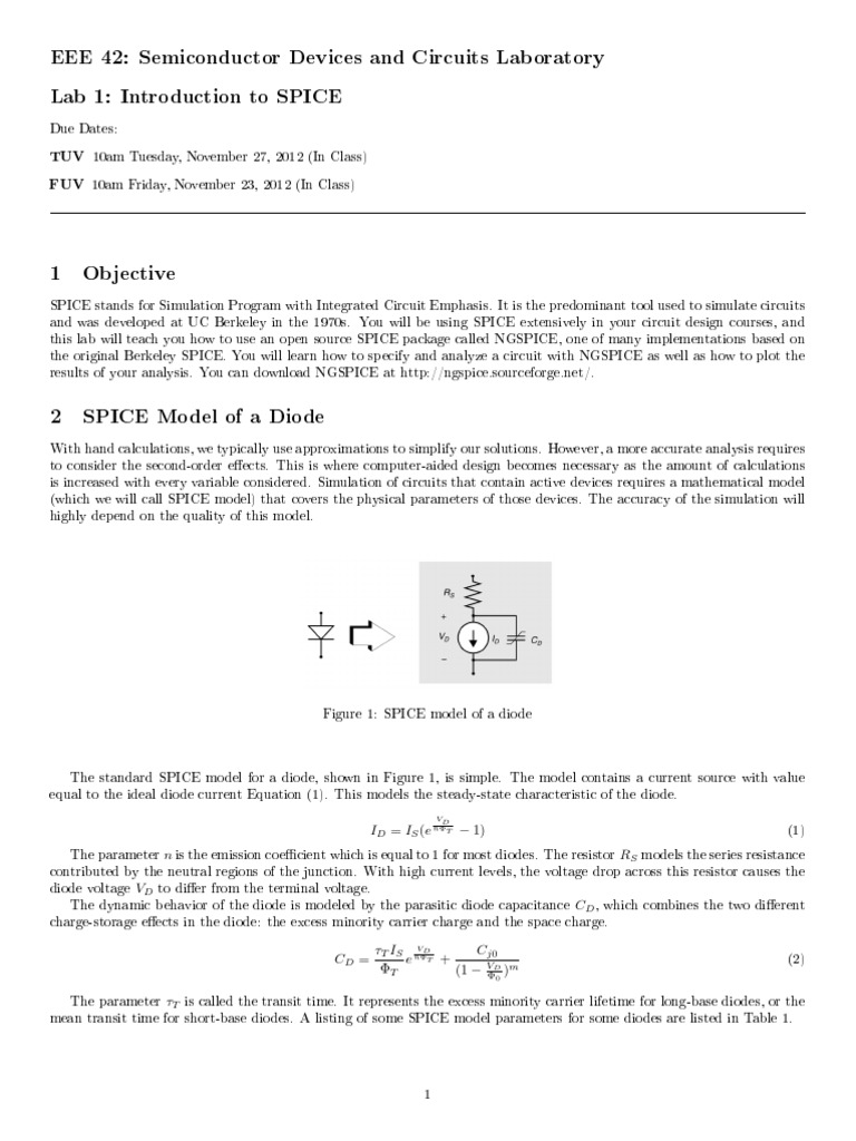 Introduction To SPICE | Download Free PDF | Spice | Diode