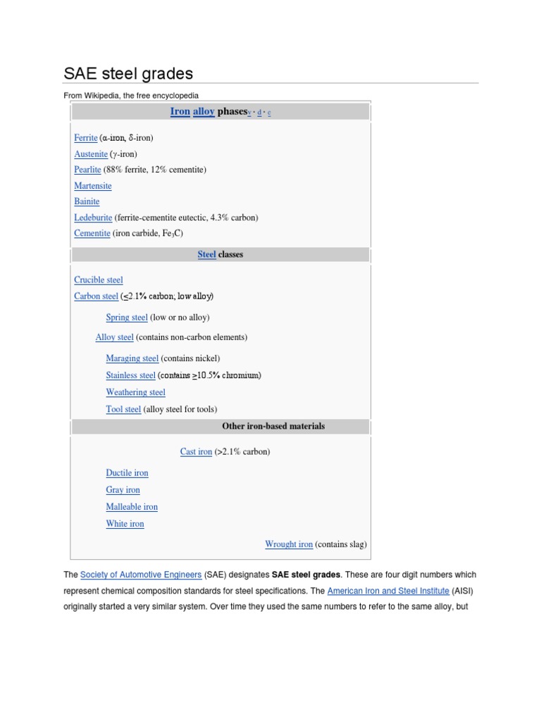 SAE steel grades | Stainless Steel | Steel