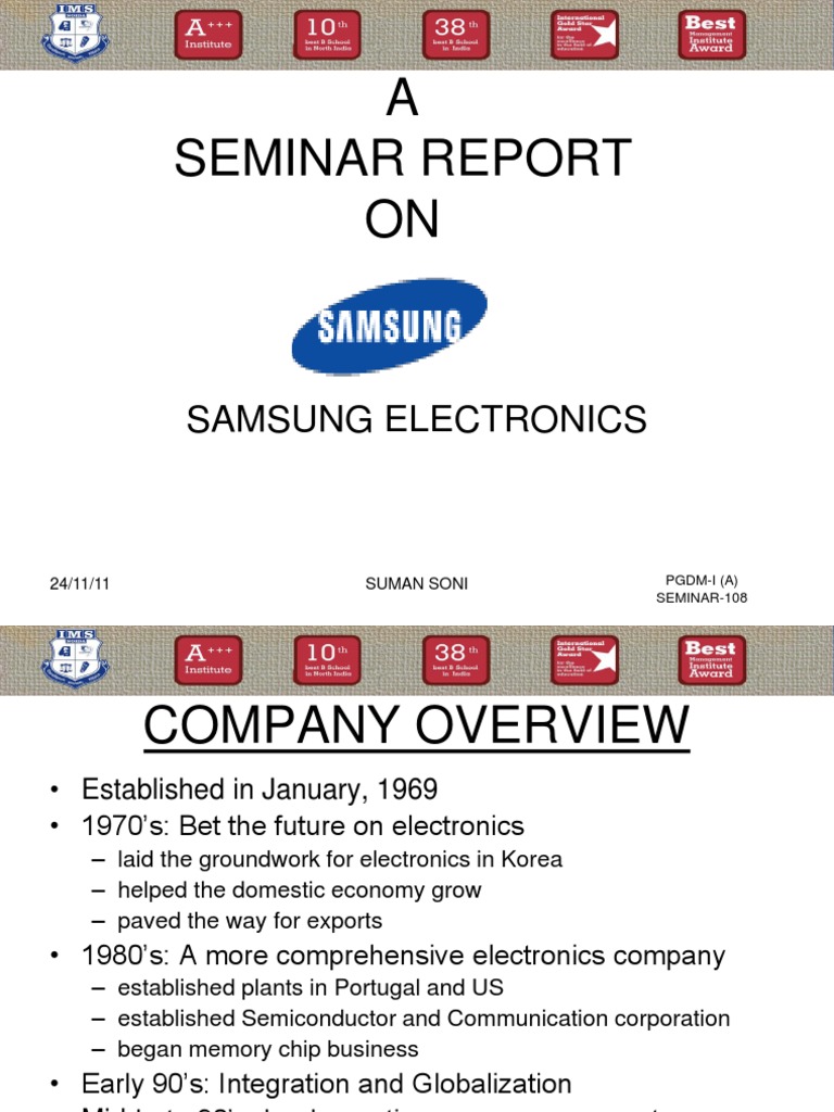 A Seminar Report ON: Samsung Electronics | PDF | Samsung | Samsung ...