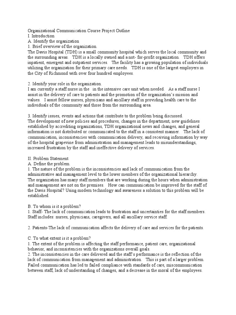 Organizational Communication Course Project Outline | Leadership ...