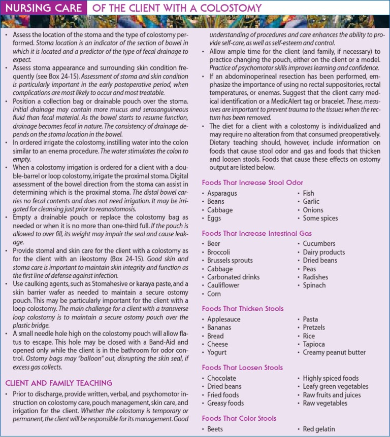 (NLE) colostomy | Flatulence | Foods
