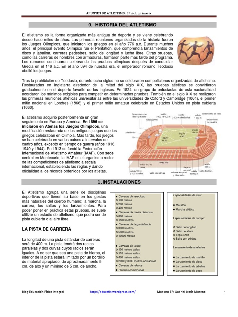 Elementos del Atletismo en Primaria | PDF | Deporte del atletismo ...