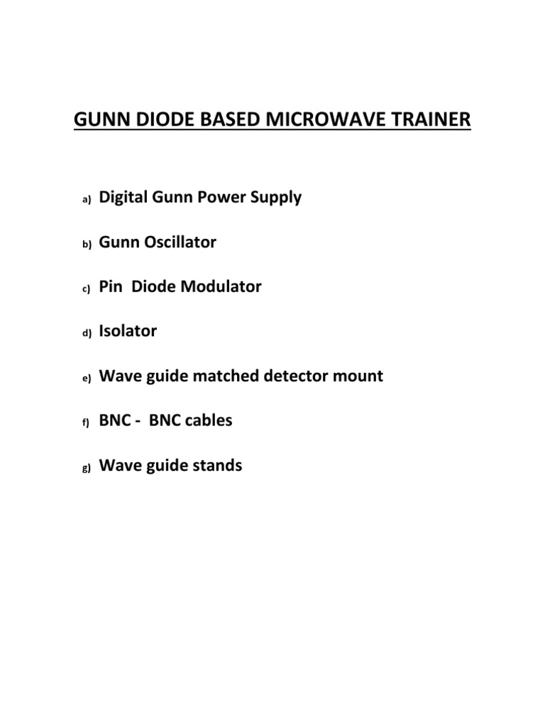 Gunn Diode Microwave Trainer Kit | PDF