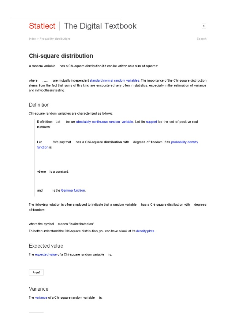 Chi Square Distributions | Download Free PDF | Chi Squared Distribution ...