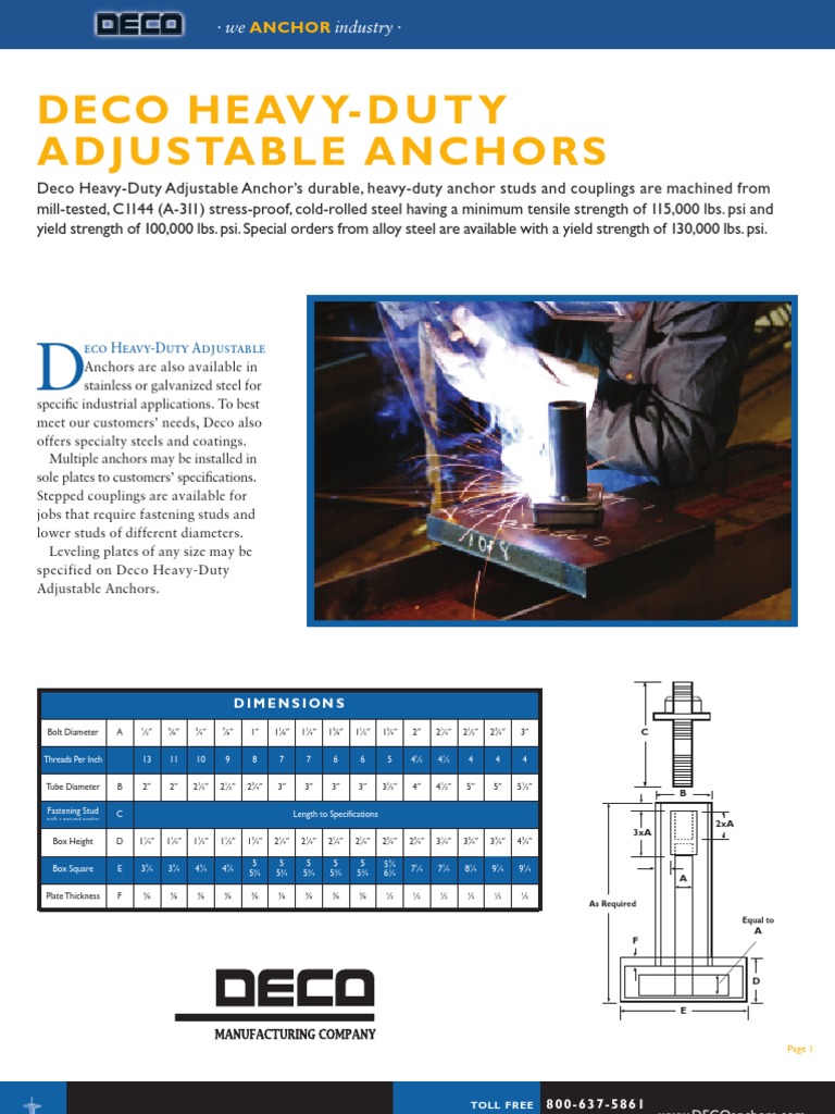 Deco Heavy Duty Adjustable Anchors Sales Sheets | PDF | Building ...