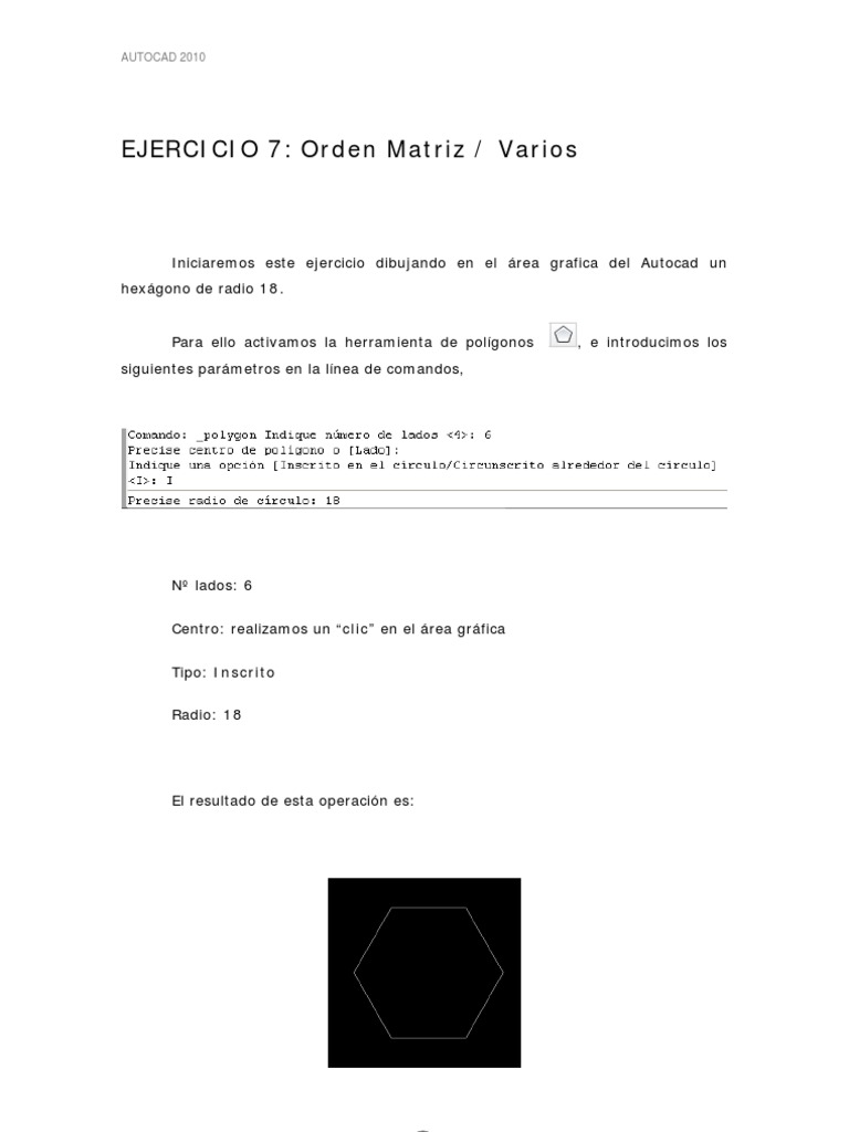 Matriz Polar en AutoCAD: Ejercicio Hexágono | PDF | Circulo | Geometría
