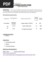 MBBS DOCTOR - Resume CV Format, CV Sample, Model, Example, BioData ...