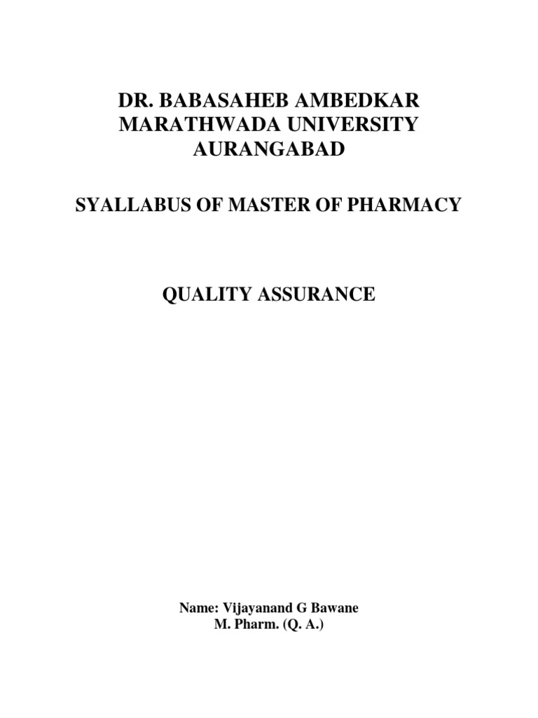 M.Pharm. Syllabus Q.A. BAMU | PDF | Verification And Validation ...