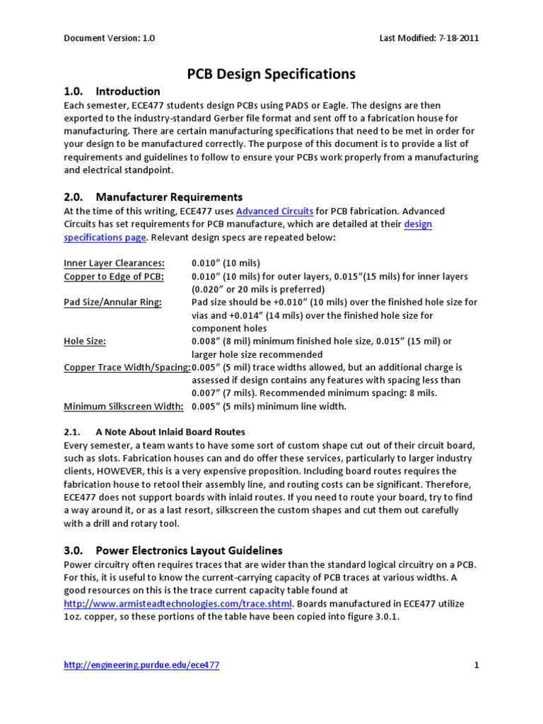 PCB Design Specifications for ECE477 | PDF | Printed Circuit Board ...