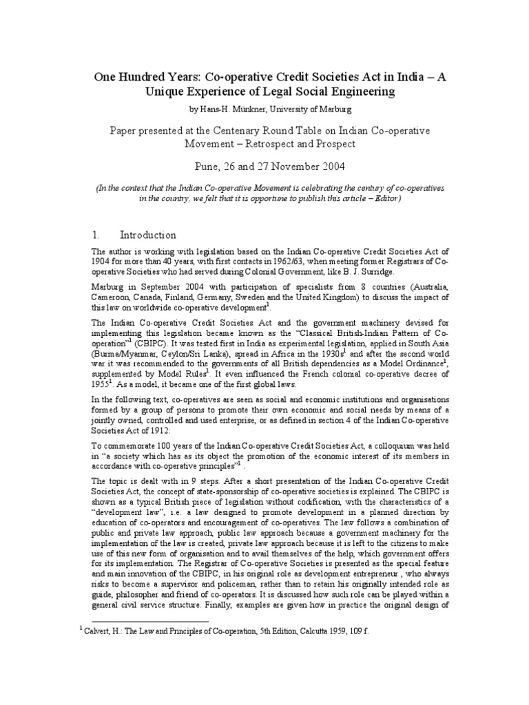 History of Cooperative Movement | Download Free PDF | Cooperative | By Law
