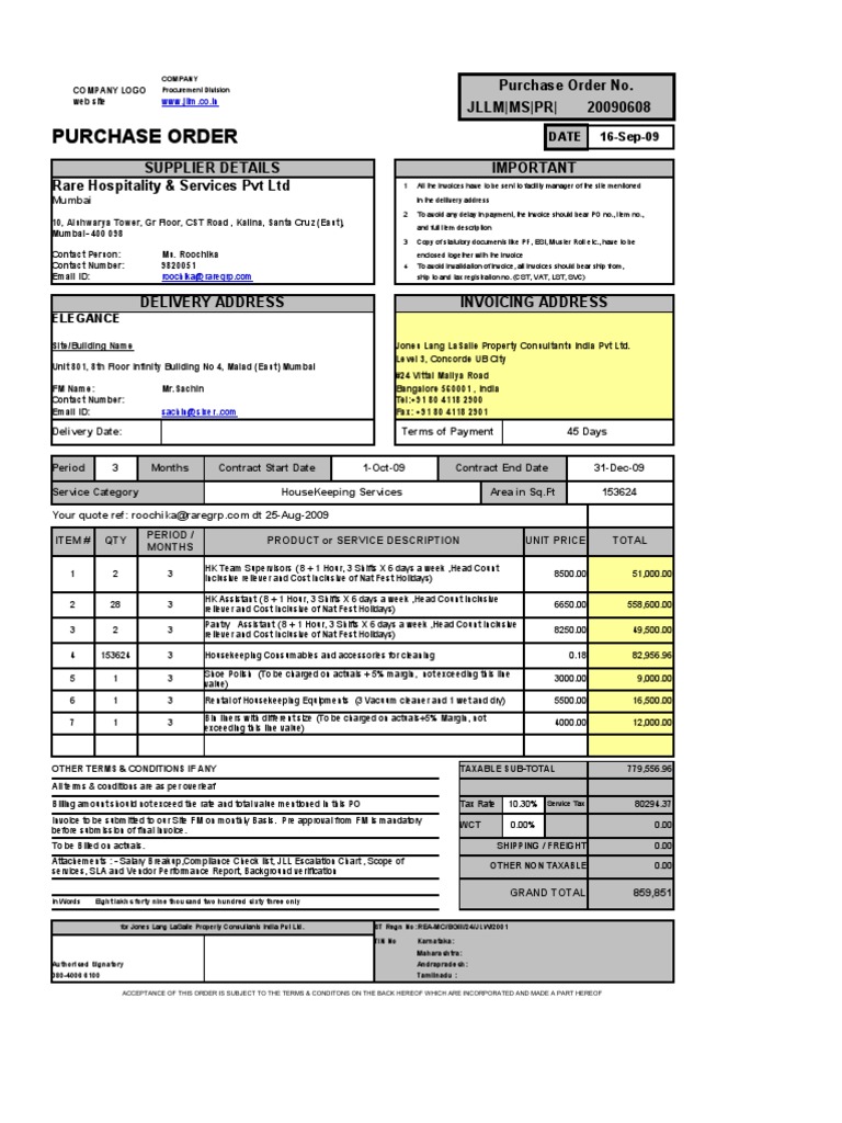 Purchase Order - Imp Final | PDF | Invoice | Business