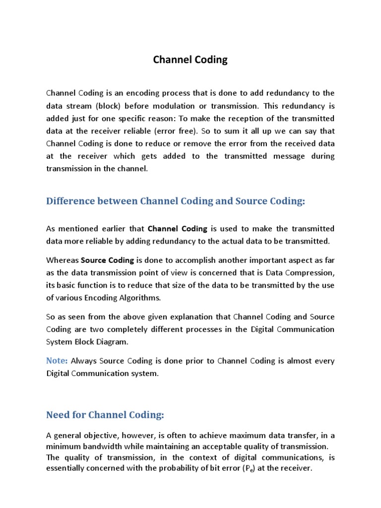 Channel Coding Notes | PDF | Low Density Parity Check Code | Error ...