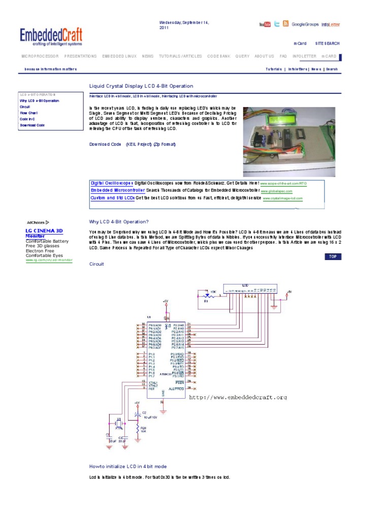 4 Bit Lcd Pdf Liquid Crystal Display Microcontroller