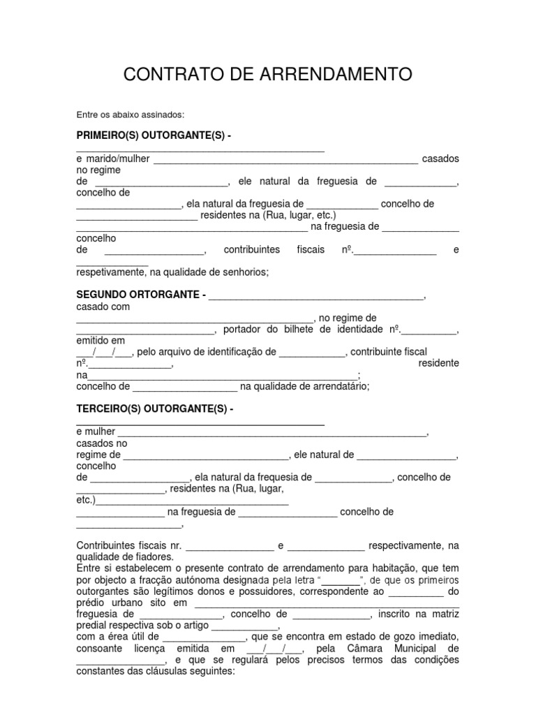 Minuta de CONTRATO DE ARRENDAMENTO