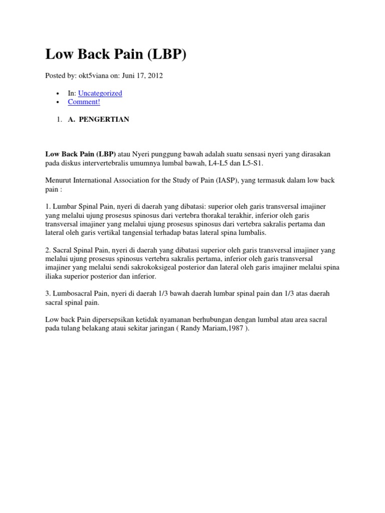 Askep Low Back Pain | PDF
