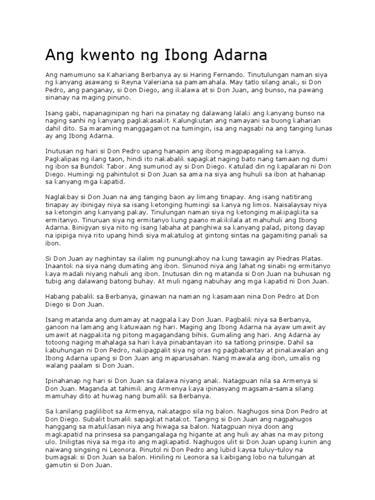 Ibong Adarna Script Pdf