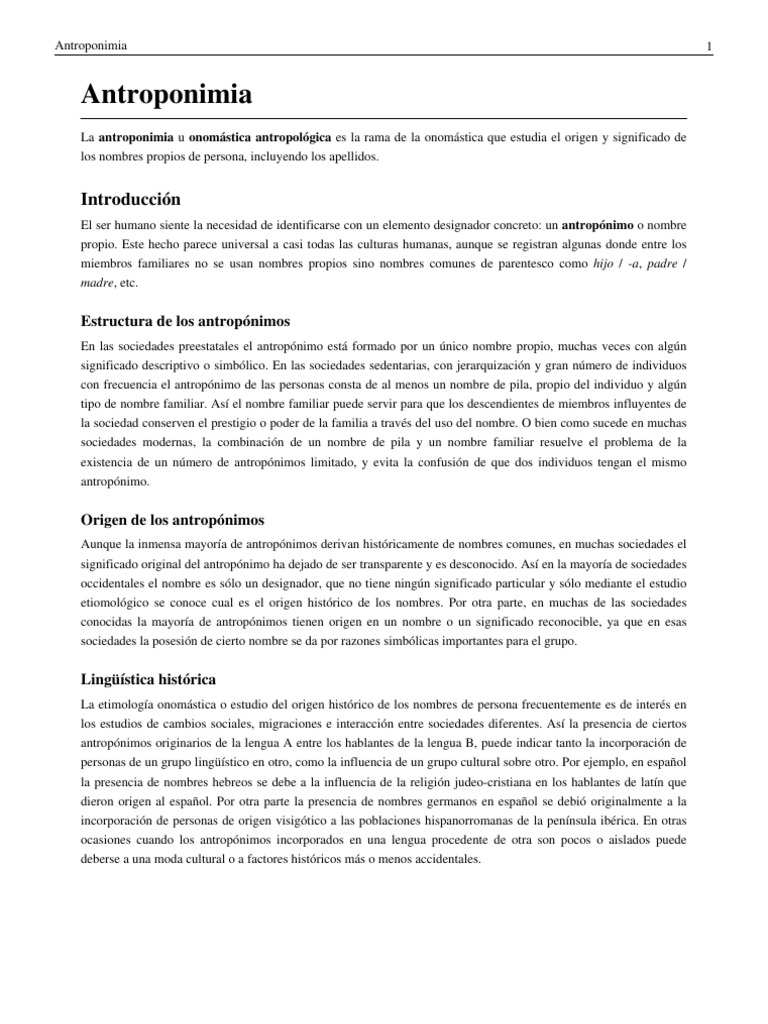 Introducción a la Antroponimia | PDF | Idiomas