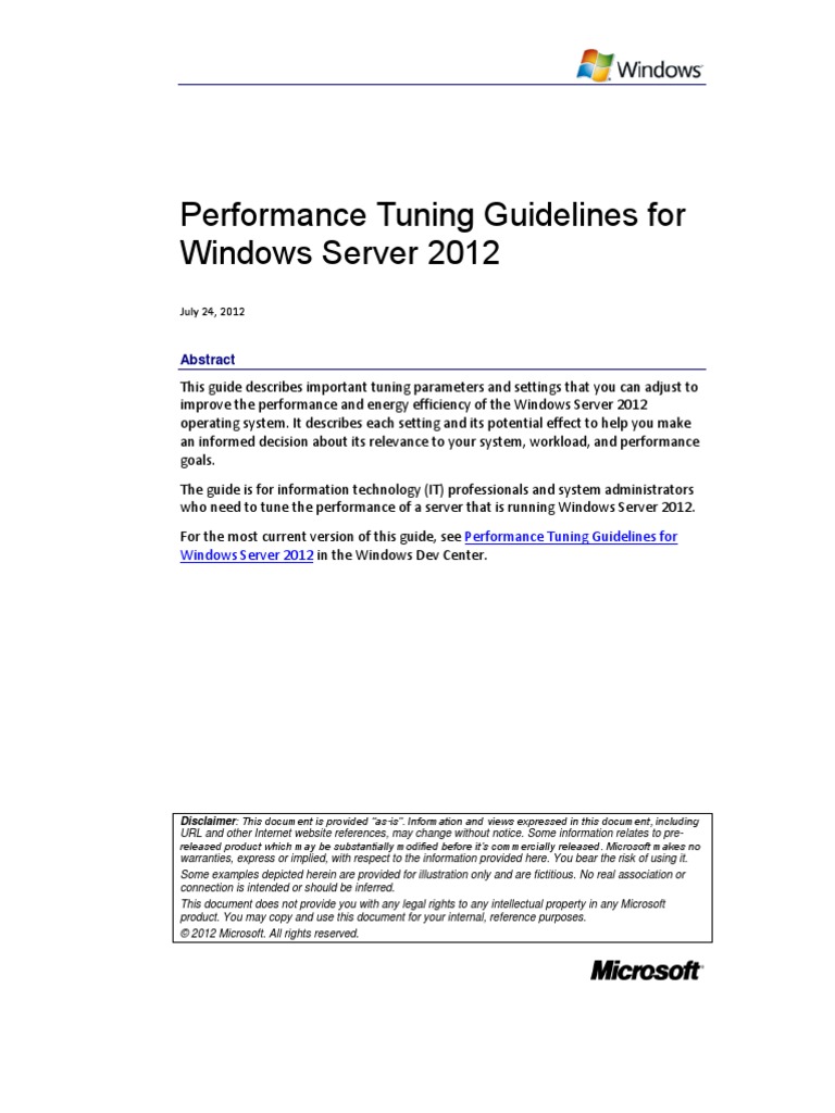 Performance Tuning Guidelines Windows Server 2012 | PDF | Computer Data ...