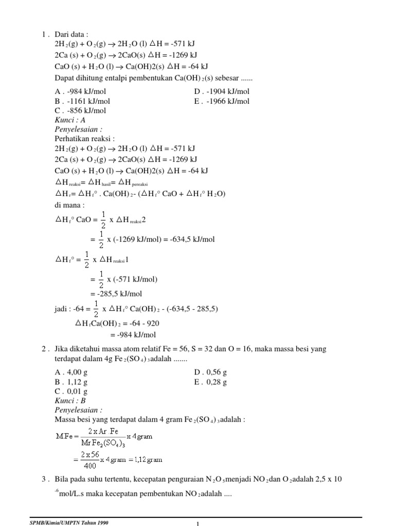 Kumpulan Soal Kimia Dan Jawaban PDF | PDF