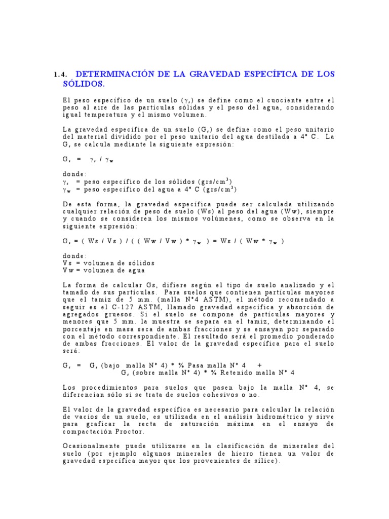 Gravedad Especifica | PDF