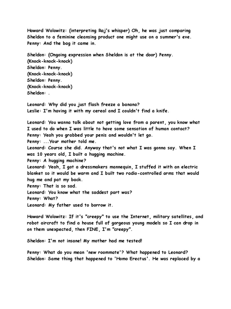 Sheldon Cooper - Quotes - The Big Bang Theory | PDF | Mystery, Thriller ...