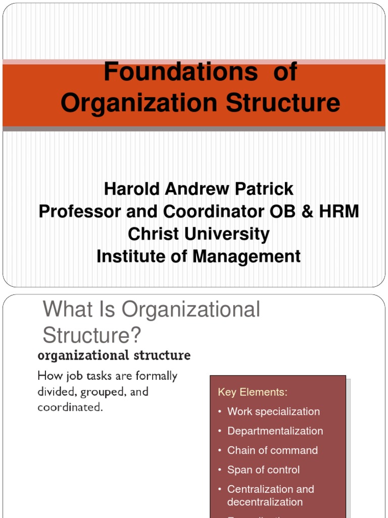 Foundations of Organisation Structure | PDF | Organizational Structure ...