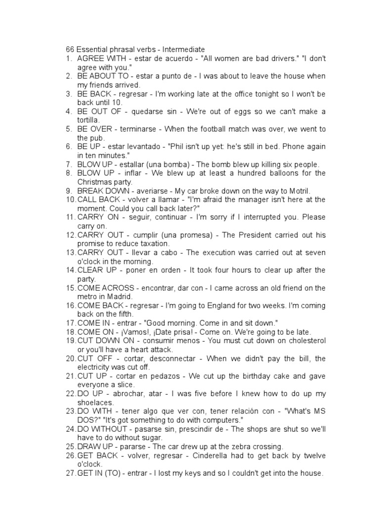 66 Essential Phrasal Verbs English | PDF