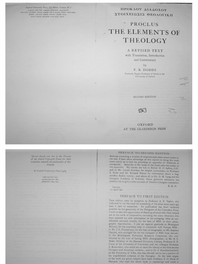 Proclus: Elements of Theology (transl. Eric R. Dodds)
