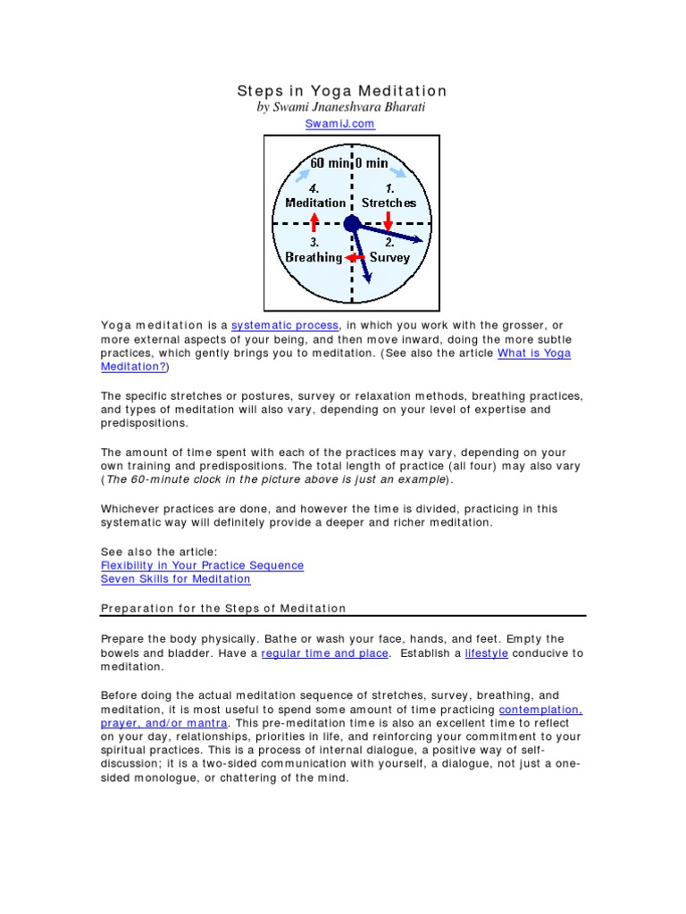 Steps in - Meditation PDF | PDF | Meditation | Hatha Yoga