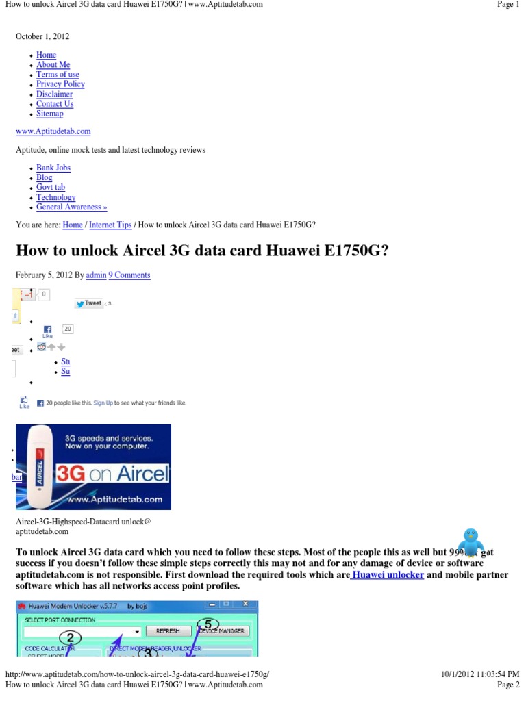 Aircel Data Card Unlock | PDF | Personal Computers | Modem