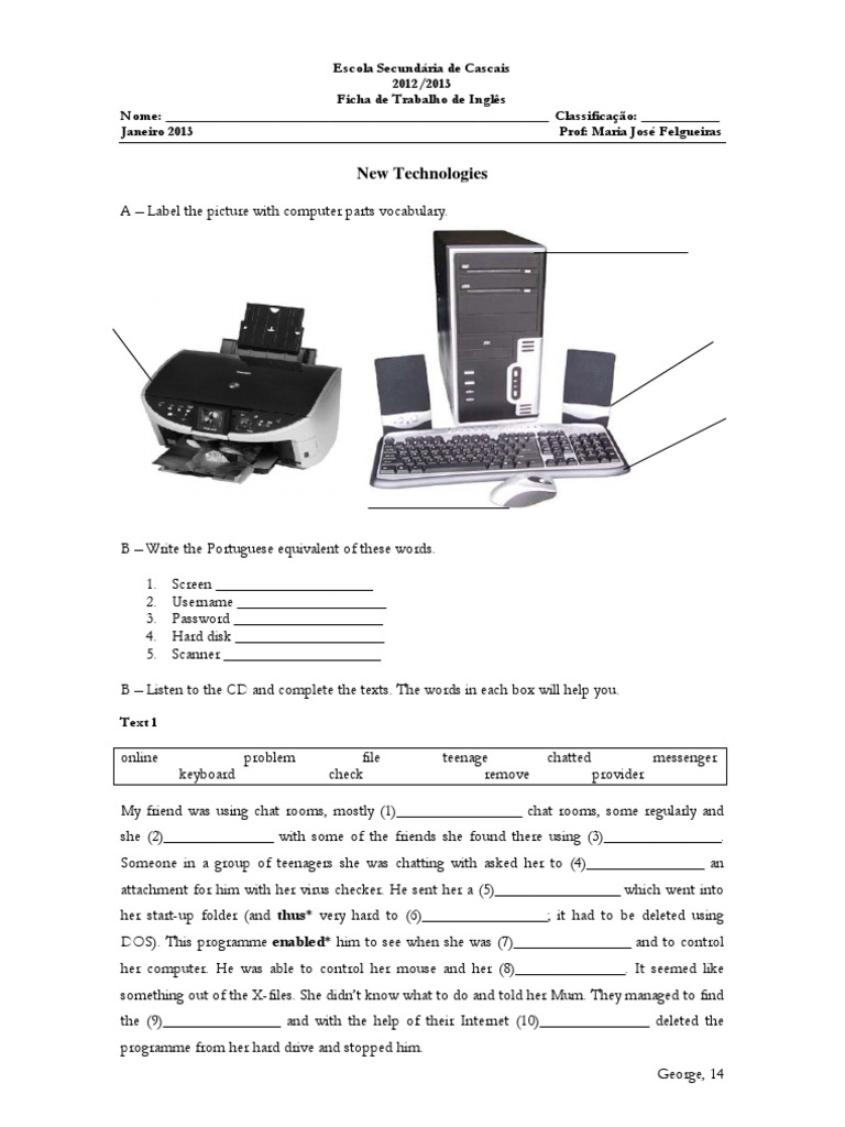 Vocabulary and Listening New Technologies | PDF | Online Chat | Areas ...