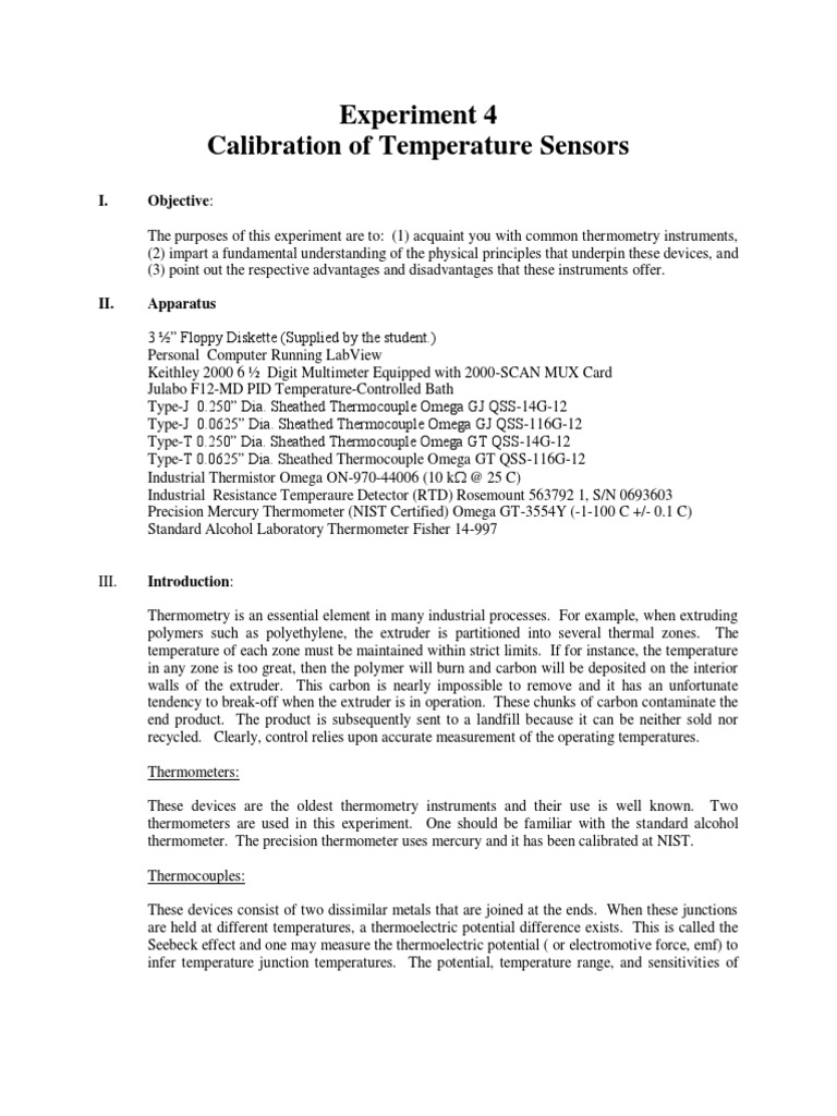 Calibration of Temperature Sensors | PDF | Thermocouple | Thermometer
