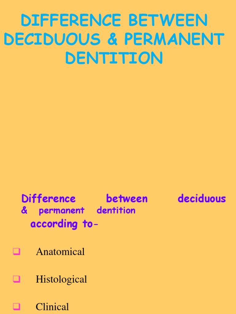 Differences in Deciduous and Permanent Teeth | PDF | Dental Anatomy | Mouth