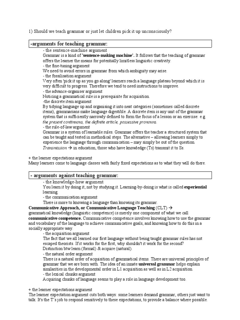 Why Teach Grammar? A Summary From Thornbury's Study | PDF | Language Acquisition | Learning