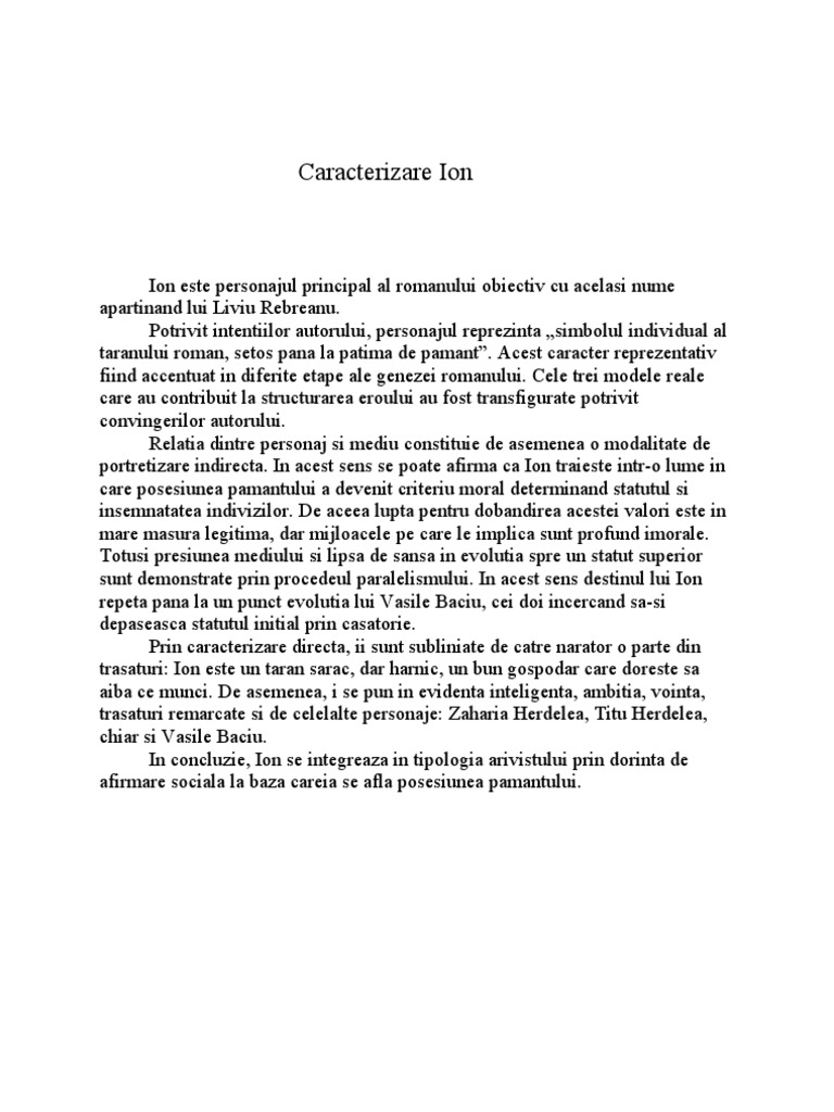 Caracterizare Ion | PDF