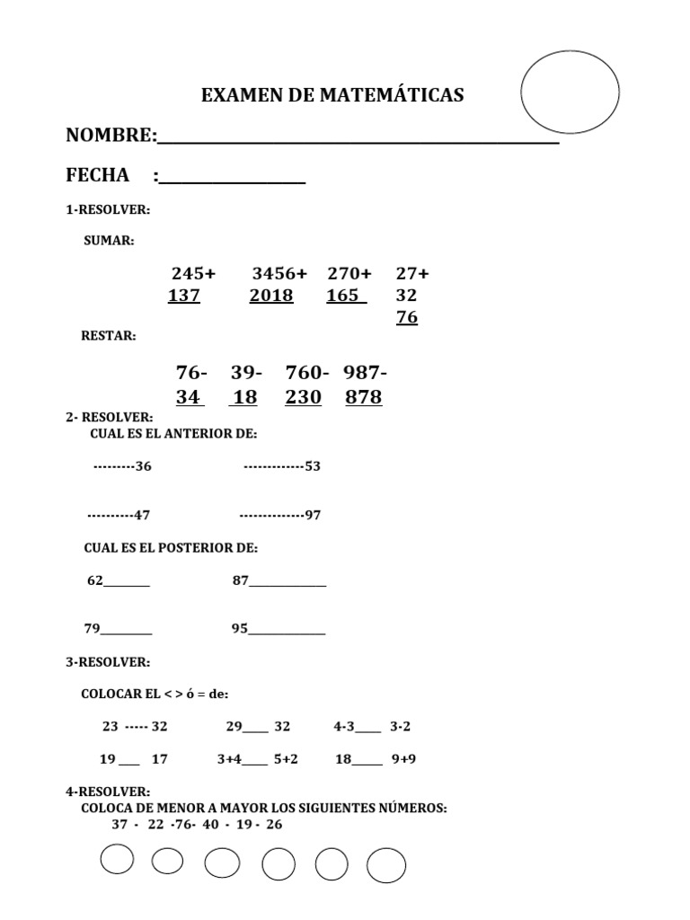 Examen Para Primaria