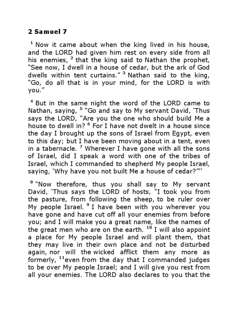 II Samuel 7 | PDF | Books Of Samuel | Torah Reading
