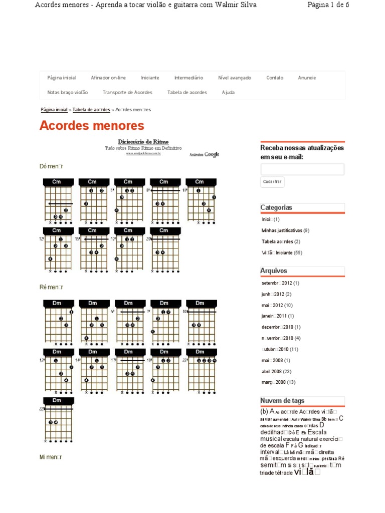 Acordes Menores | PDF | Acorde (música) | Escala (música)