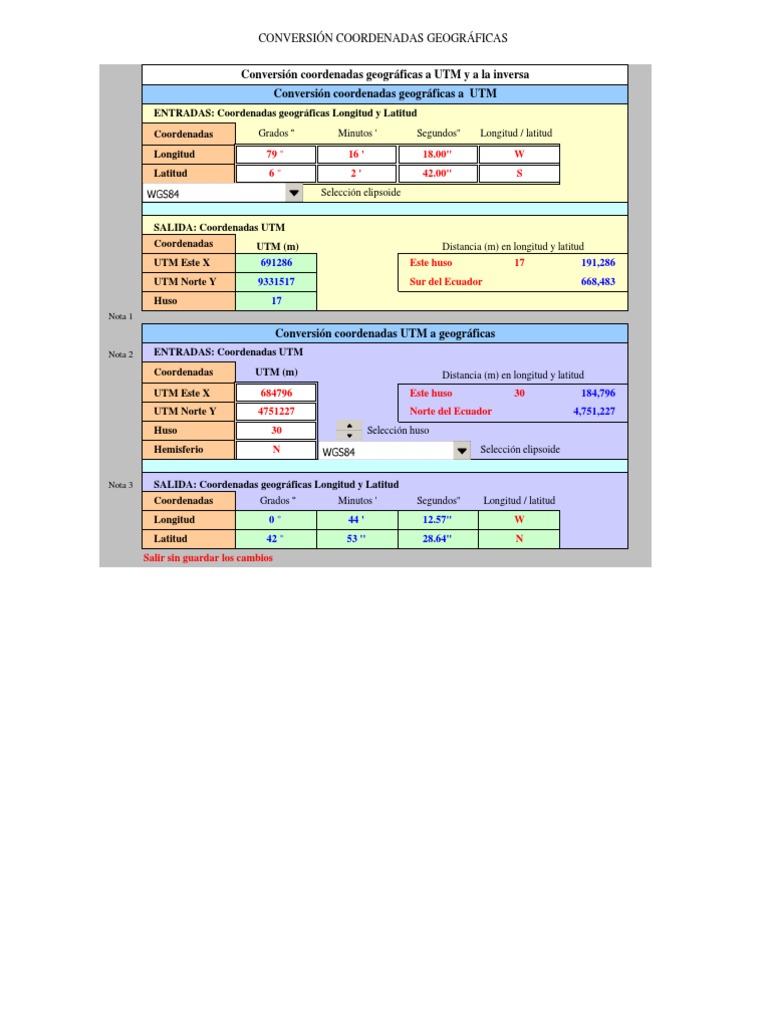 Conversión Coordenadas Geográficas UTM | PDF