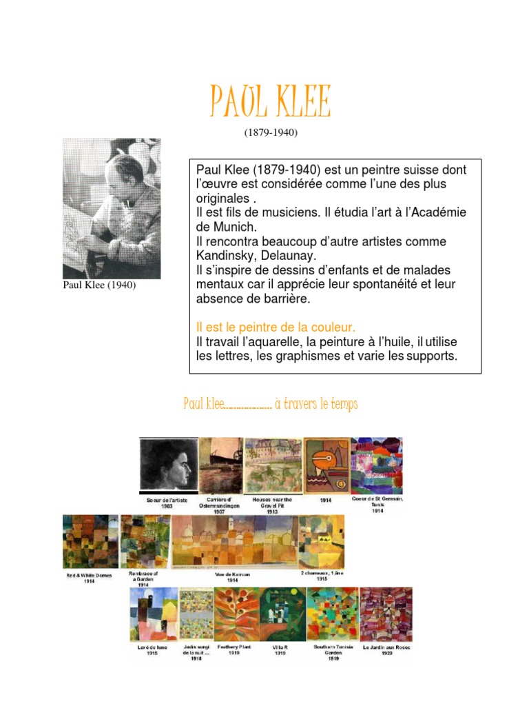 Paul Klee : Techniques et Inspirations | PDF | Peinture à l'acrylique ...