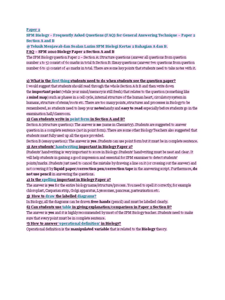 Biology Answering Technique SPM | PDF | Science & Mathematics