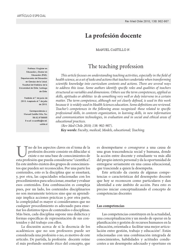 La Profesión Docente | PDF | Aprendizaje | Maestros
