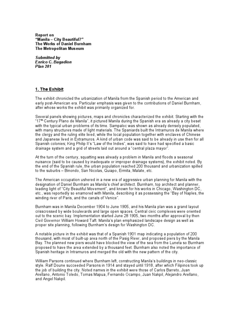 Burnham's Plan For Manila | PDF | Manila | Spanish Empire