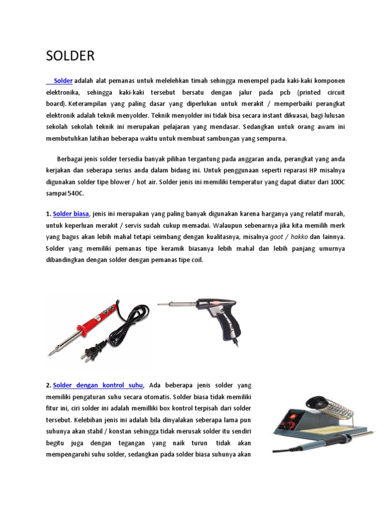 Tehnik Dan Jenis Solder | PDF