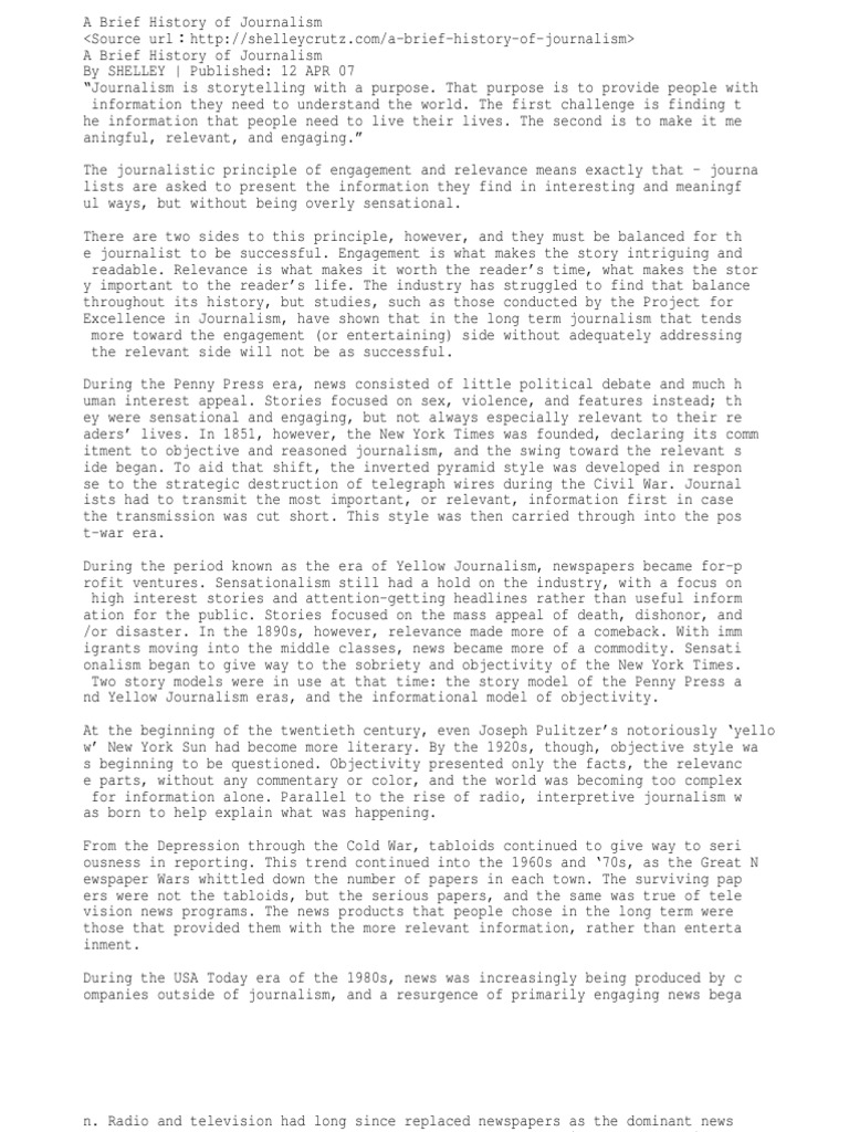 A Brief History of Journalism | Journalism | News