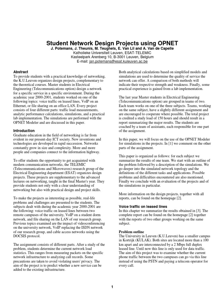 Student Network Design Projects Using OPNET | PDF | Network Switch | Computer Network
